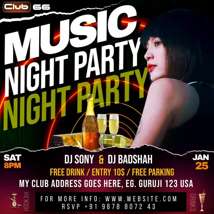 music night/dj night/disco night party Template | PosterMyWall