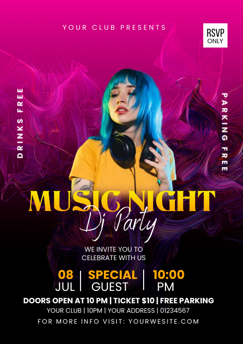 Copy of Music Night Dj Party Poster Flyer | PosterMyWall