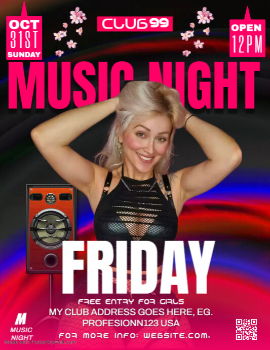 music night friday Party Flyer Template | PosterMyWall