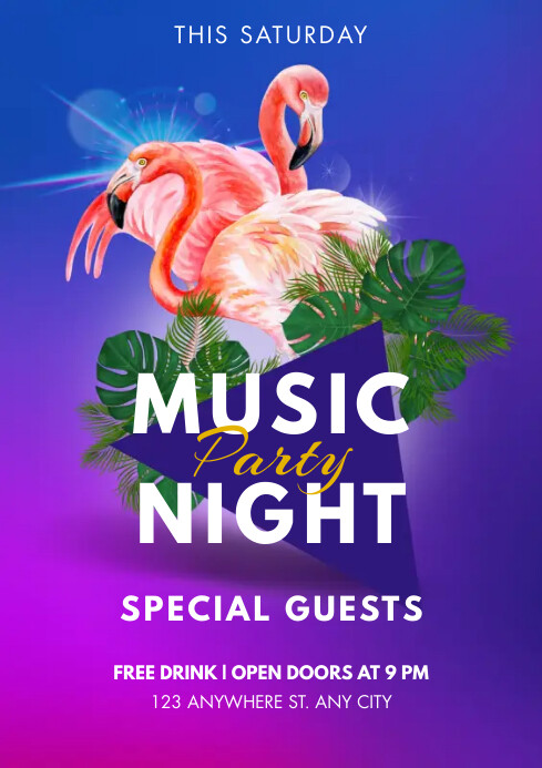 Music Night Party A4 Templat | PosterMyWall