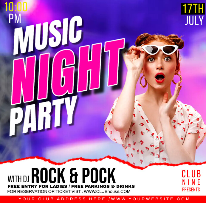 music night party/disco night Template | PosterMyWall