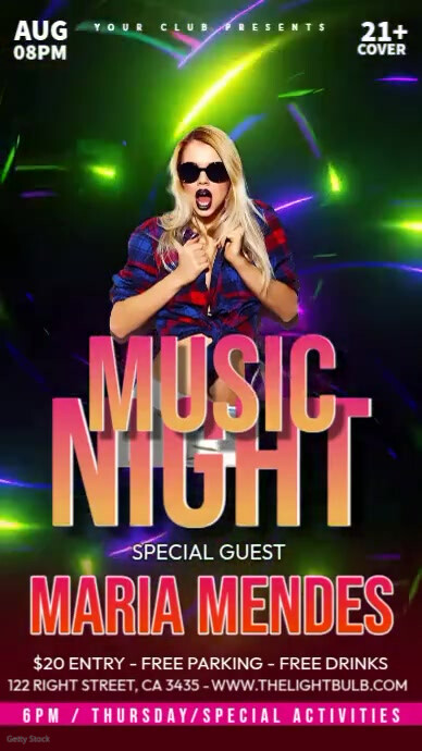 Music Night Party Video Template | PosterMyWall