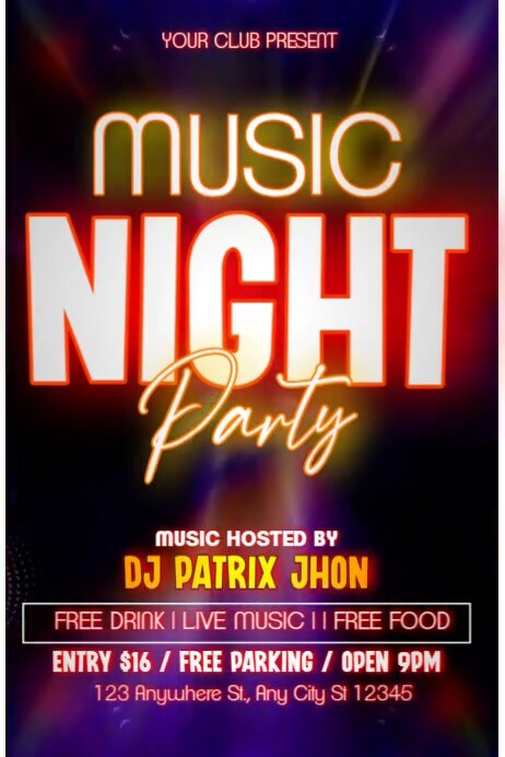 Music night party video Template | PosterMyWall