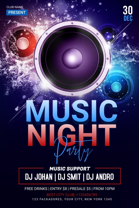Music Night Poster Template | PosterMyWall