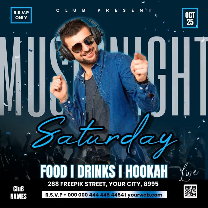 Plantilla de Music Night Saturday | PosterMyWall