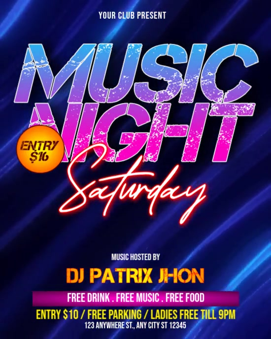 Music night Saturday instagram portrait Template | PosterMyWall