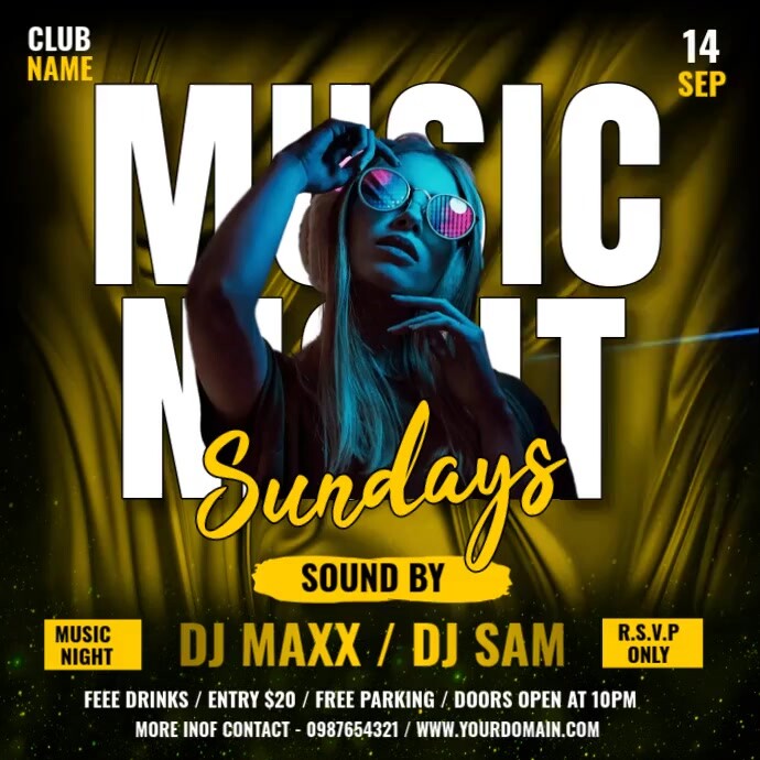 Plantilla de Music night Sundays | PosterMyWall