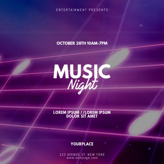 Plantilla de Promoción de Video de Noche Musical | PosterMyWall