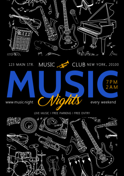 MUSIC NIGHTS POSTER Template | PosterMyWall
