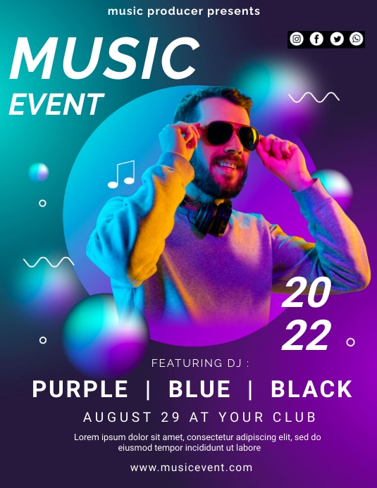 MUSIC PARTY FLAYER TEMPLATE | PosterMyWall