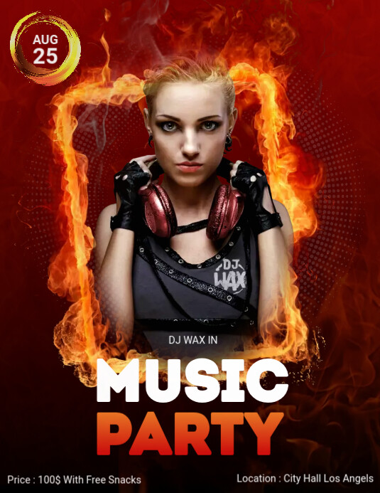 music party flyer design fire Template | PosterMyWall