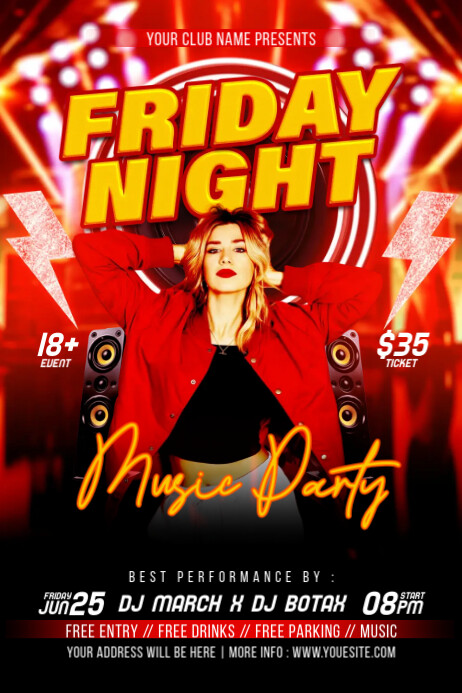 Music Party Flyer With Neon Light Template | PosterMyWall