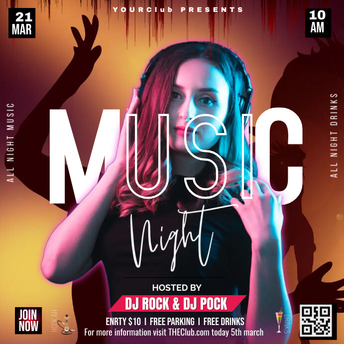 MUSIC party instagram square ad party Template | PosterMyWall