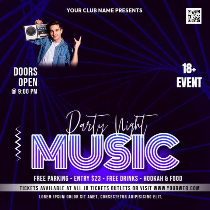 Music Party Night Template | PosterMyWall