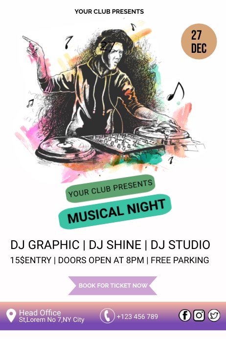 MUSIC PARTY POSTER TEMPLATE | PosterMyWall
