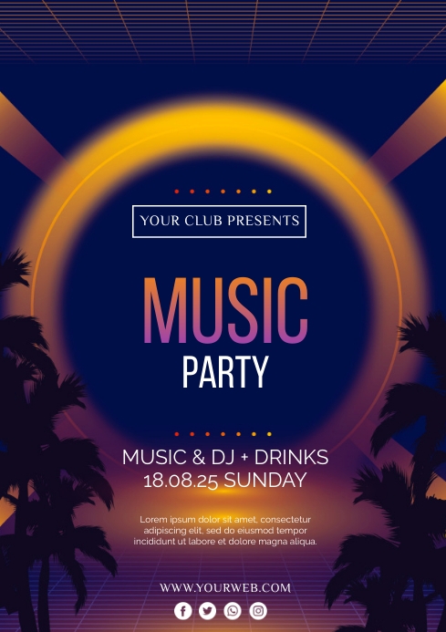MUSIC PARTY TEMPLATE | PosterMyWall