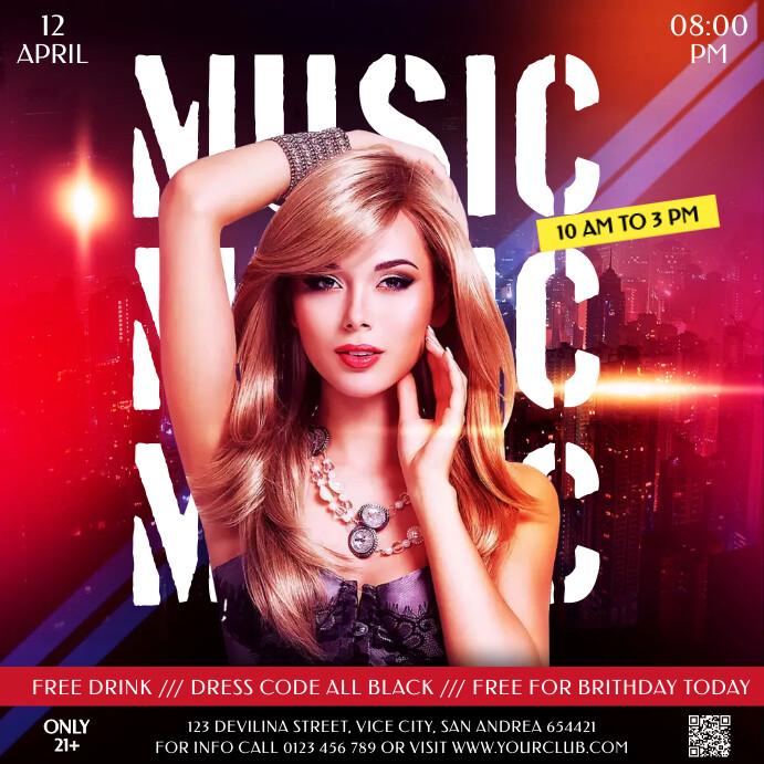 MUSIC PARTY TEMPLATE | PosterMyWall