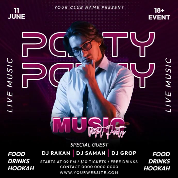 Plantilla de Music Party Video Ads | PosterMyWall