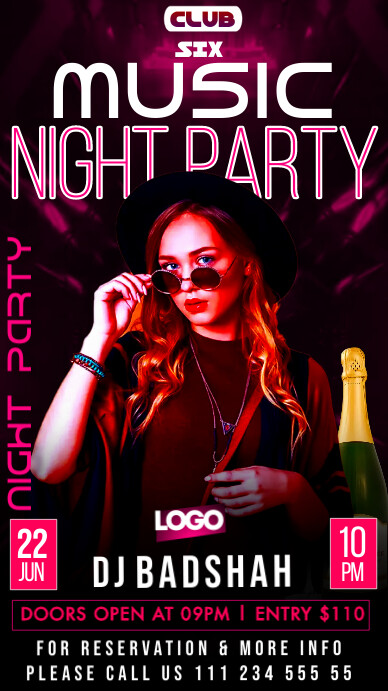 Music retro night dj party flyer Template | PosterMyWall