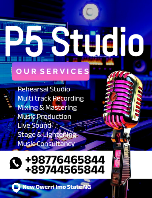 Modèle music studio flyer recording studio | PosterMyWall