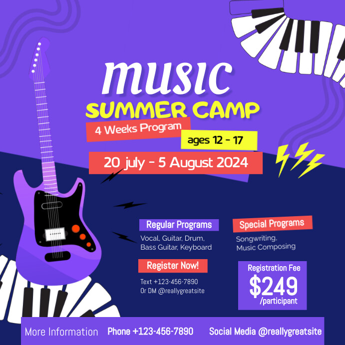 music summer camp promotion instagram post Template | PosterMyWall
