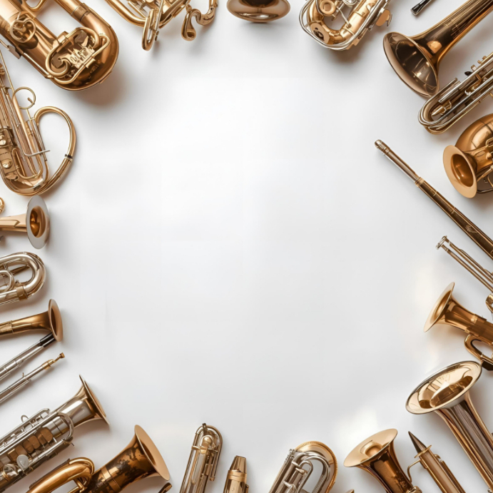 Music Trumpet Tuba Oboe Musical Instruments Banner Template | PosterMyWall