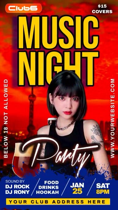 musical night/dj night party template | PosterMyWall