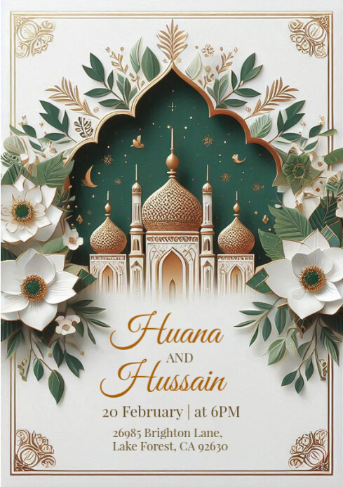 muslim wedding invitation (1) Template | PosterMyWall