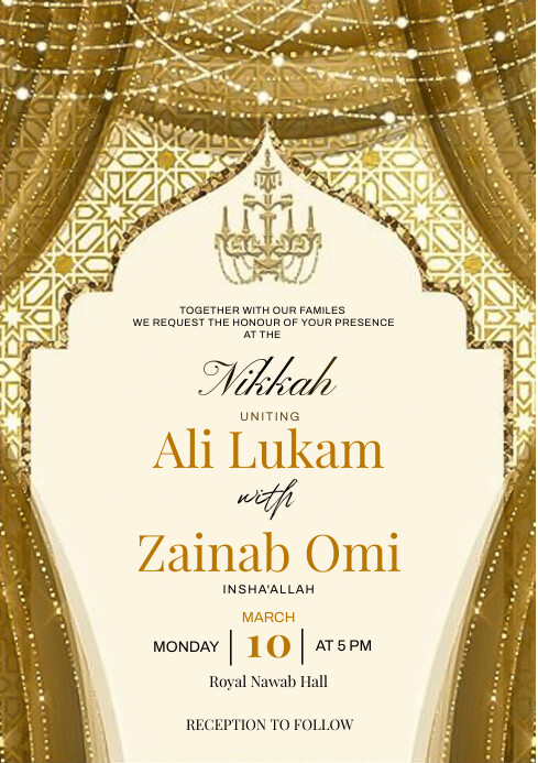 Muslim Wedding Invitation Template | PosterMyWall