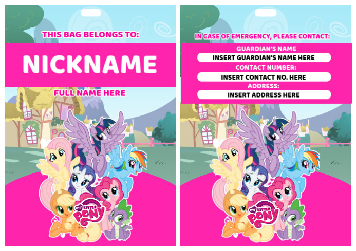 My Little Pony Bag Tag Template & name tag | PosterMyWall