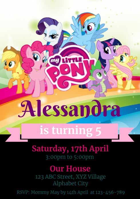 My Little Pony Birthday Invitation Template | PosterMyWall