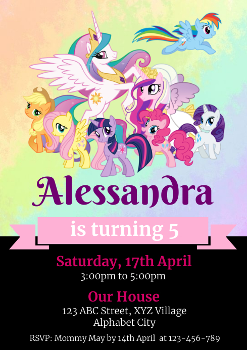 My Little Pony Birthday Invitation Template | PosterMyWall