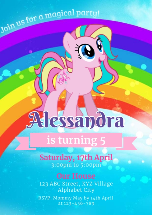 My Little Pony Birthday Invitation Template | PosterMyWall