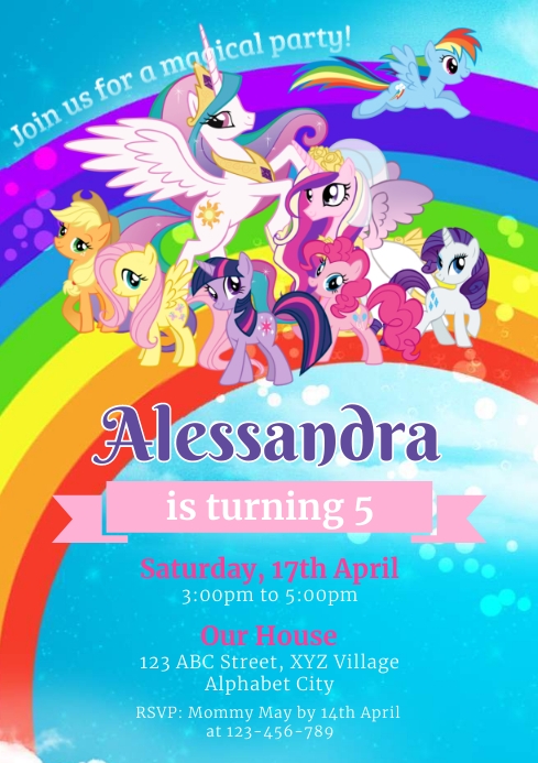 My Little Pony Birthday Invitation Template | PosterMyWall