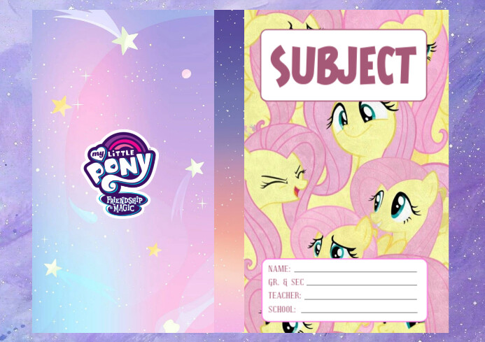 My Little Pony Fluttershy Subject Notebook Cover Template | PosterMyWall
