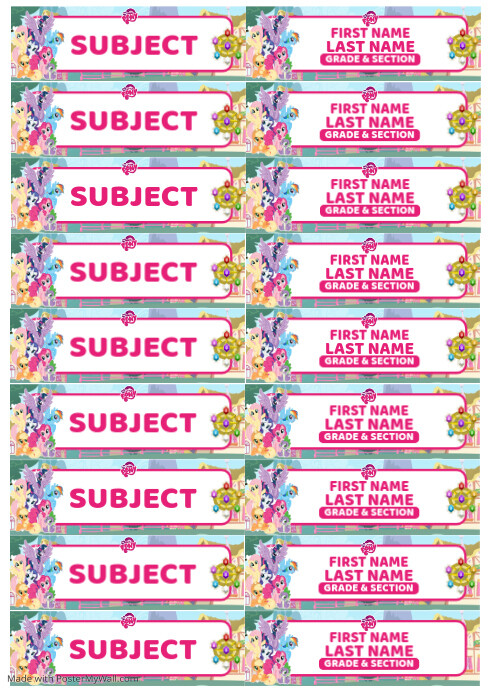 Copy of my little pony name tag for school | PosterMyWall