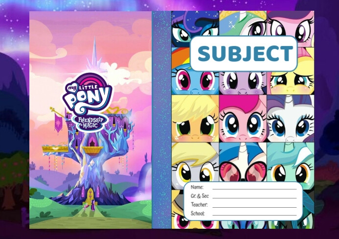 My Little Pony Themed Notebook Cover Template | PosterMyWall