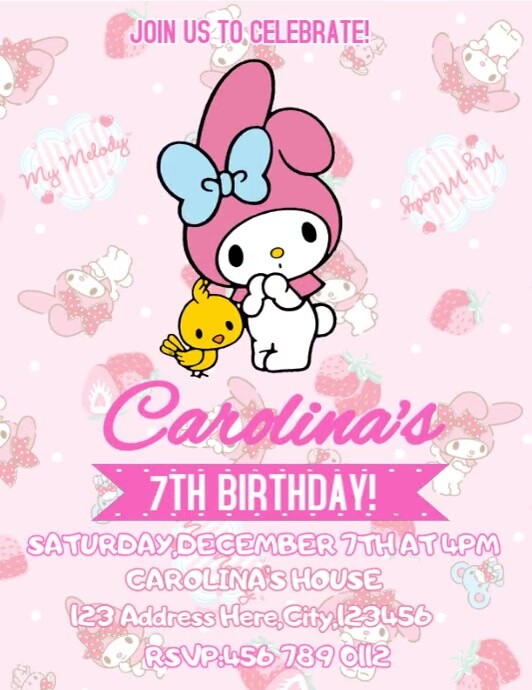 My Melody | Birthday Invitation Template | PosterMyWall