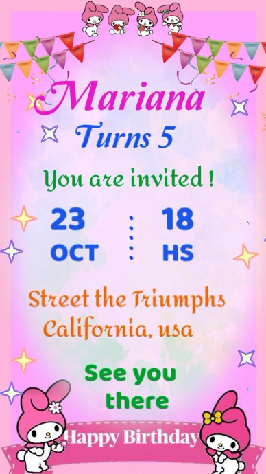 My Melody Birthday Invitation Modelo | PosterMyWall