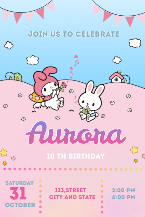 My Melody Birthday Invitation Template | PosterMyWall