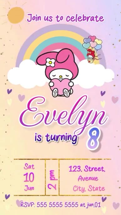 Copy of My Melody Invitation animated | PosterMyWall