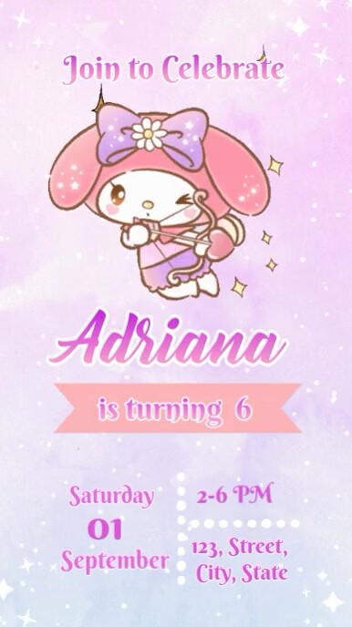 Plantilla de My Melody Party invitation animated | PosterMyWall