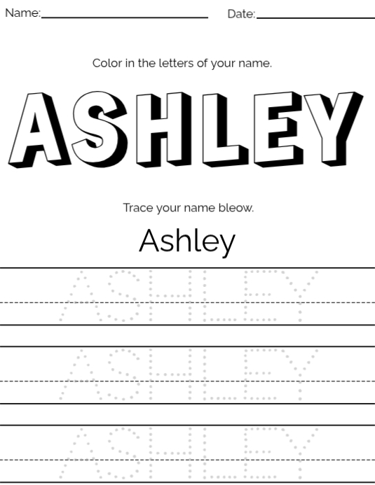 My name is Ashley worksheet Templat | PosterMyWall