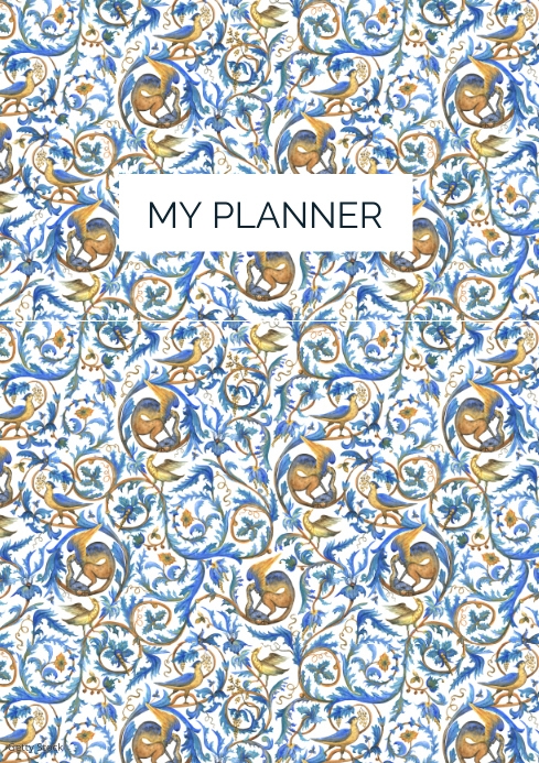 Copy of MY PLANNER COVER, PLANNER blue flowers | PosterMyWall