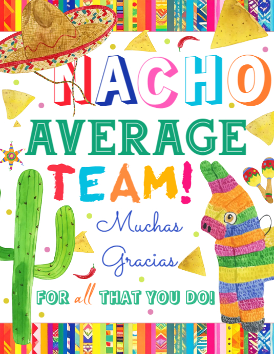 Plantilla de Nacho Average Team Sign Printable Staff Teacher ...