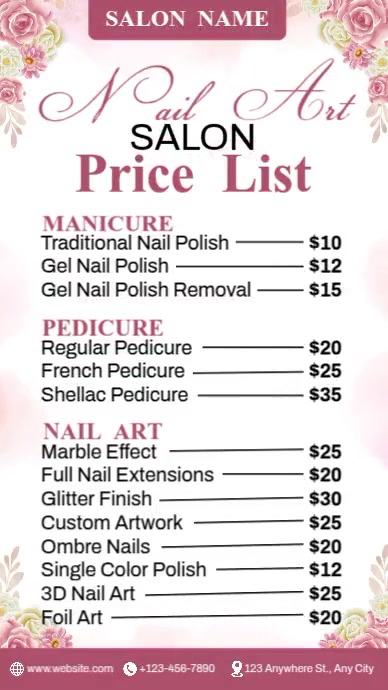 Nail Art Price List Template | PosterMyWall