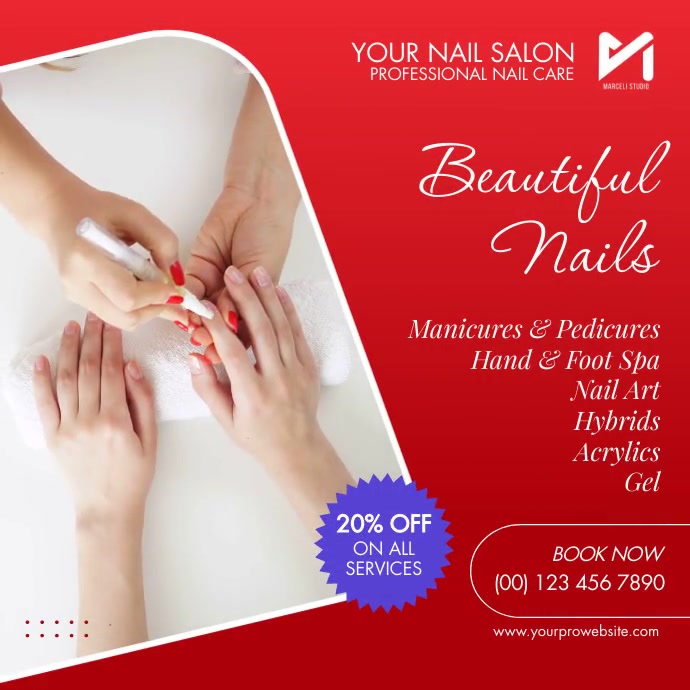 Nail Salon 1:1 Square Video Ad Template | PosterMyWall