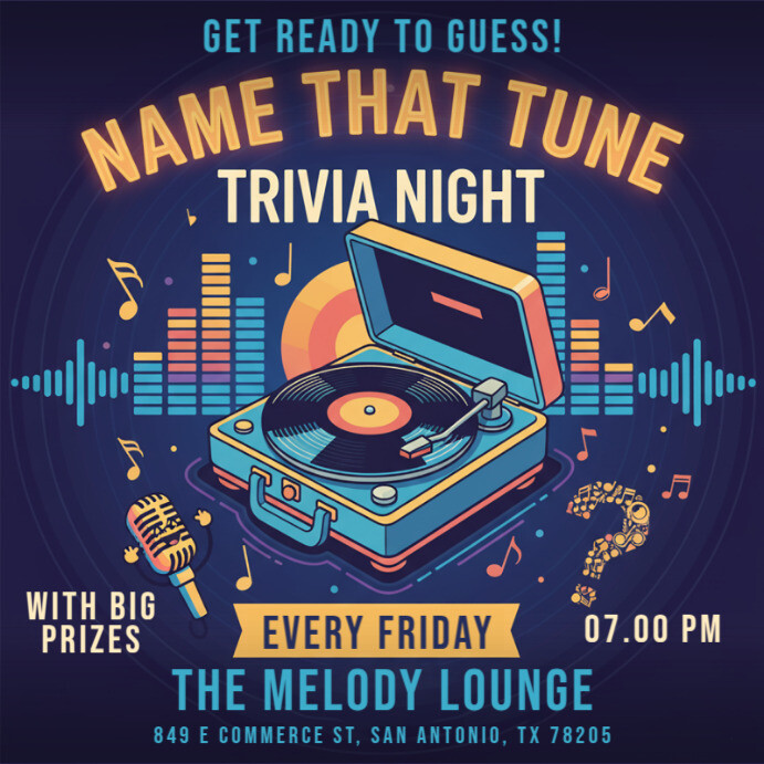 Copy of Name That Tune Trivia Night Instagram Post Template | Music ...