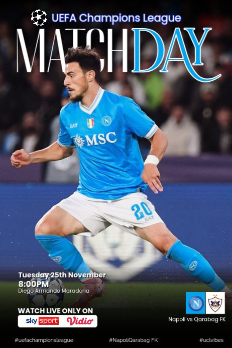 Copy of Napoli vs Qarabag FK UEFA Champions League | PosterMyWall