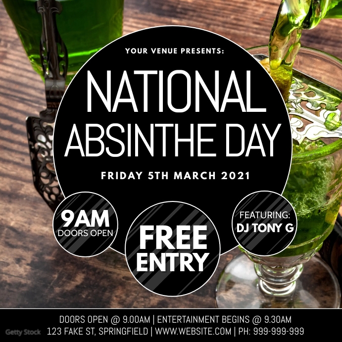 Modèle Affiche de La Journée Nationale de L'absinthe | PosterMyWall